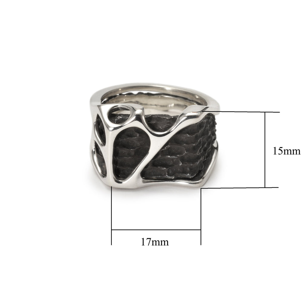 R-101 fusion - Square sterling silver combination signet ring