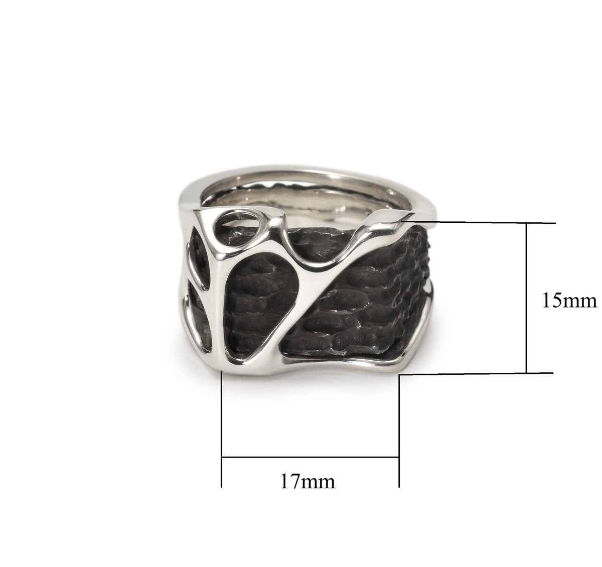 R-101 fusion - Square sterling silver combination signet ring