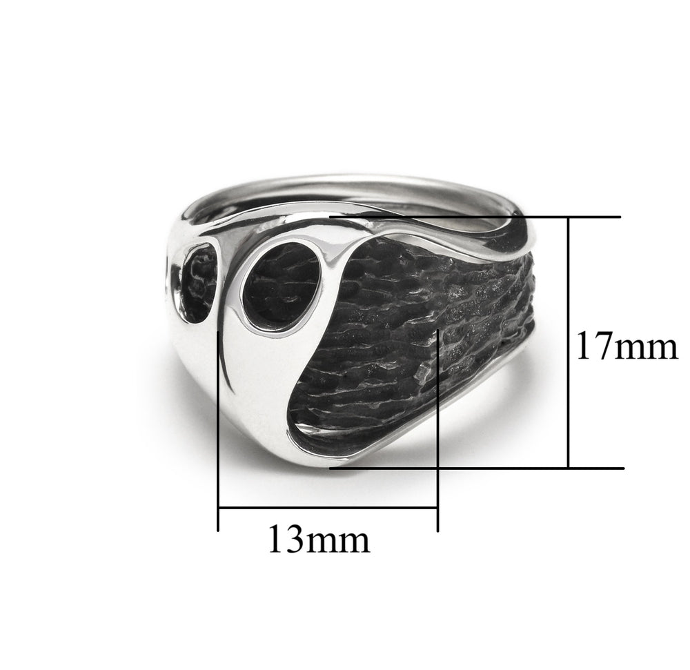 R-102 fusion - oval sterling silver combination signet ring